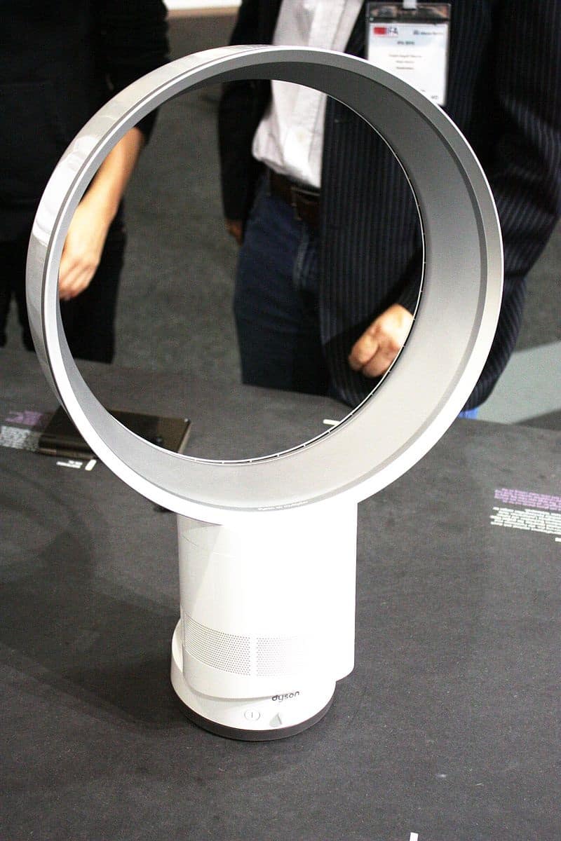 Who invented the bladeless fan and how does it work?